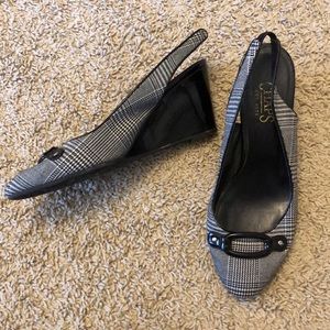 Chaps Shoes | Navy Blue Thong Wedge Sandals | Poshmark